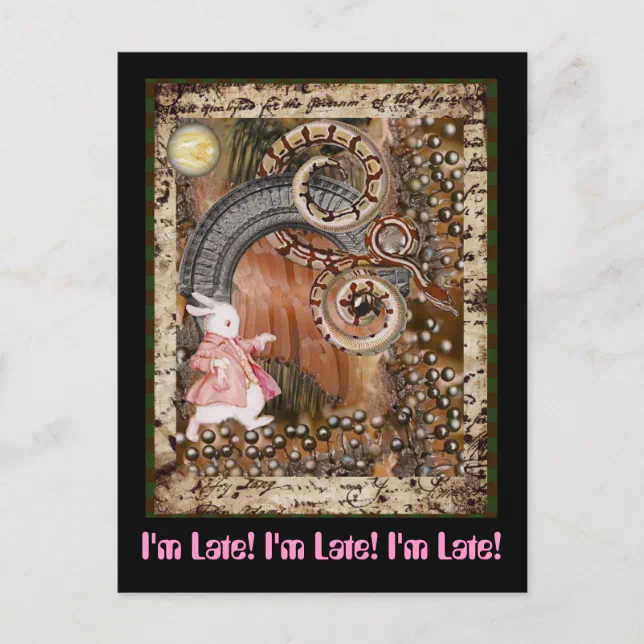 I'm Late! I'm Late! I'm Late! Postcard | Zazzle