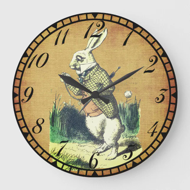 I'm Late White Rabbit Alice in Wonderland Large Clock | Zazzle
