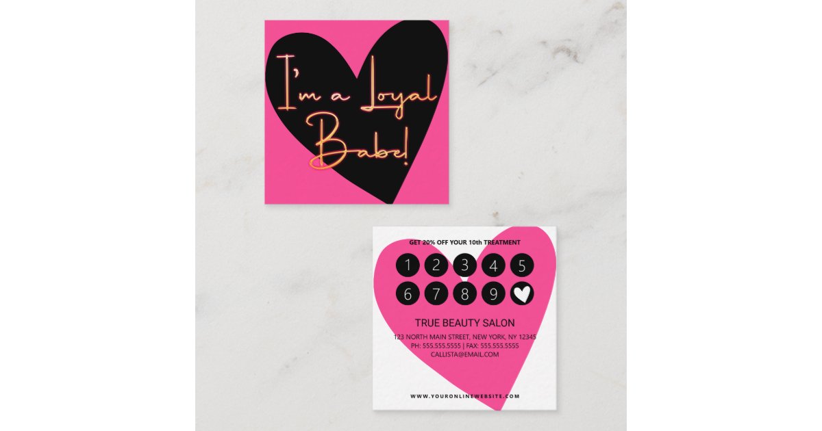 I'm Loyal Babe Gold Pink Black Heart Customer Loyalty Card | Zazzle