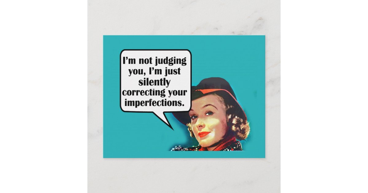 I'm Not Judging You... Retro Woman Postcard | Zazzle