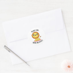 I'm Not Lion You're The Cutest Funny Lion Pun Classic Round Sticker ...