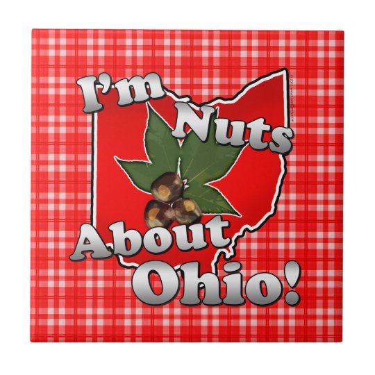 I'm Nuts About Ohio, Funny Red Buckeye Nut Ceramic Tile | Zazzle.com