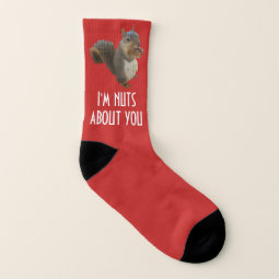 I'm Nuts About You Brown Squirrel Socks | Zazzle