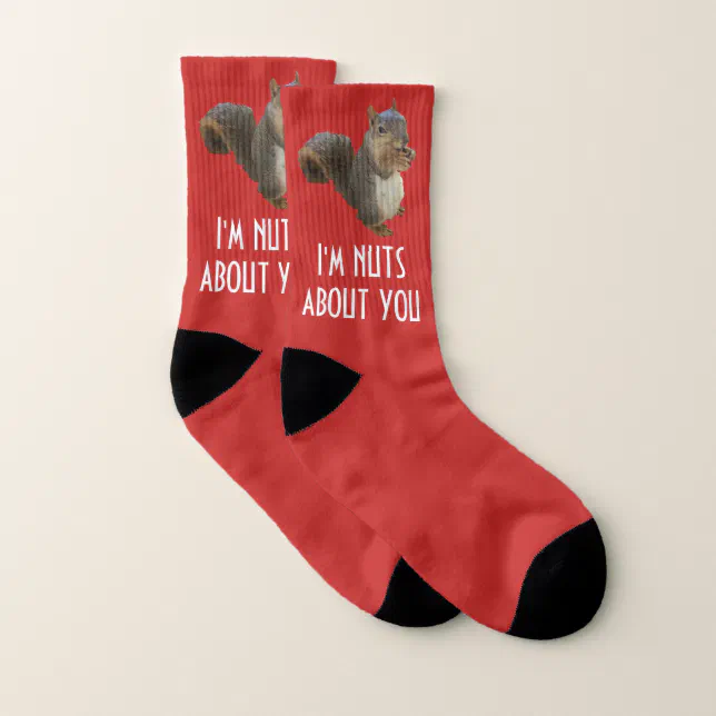 I'm Nuts About You Brown Squirrel Socks | Zazzle