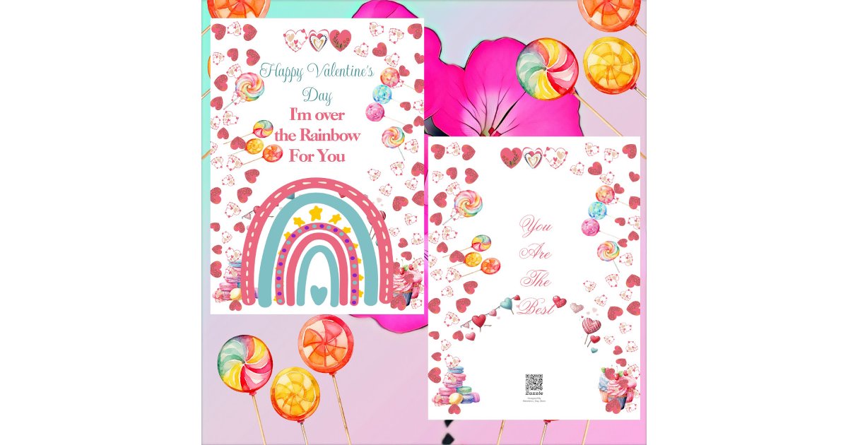 I'm Over The Rainbow Valentine Kids Classroom Cute Holiday Card | Zazzle