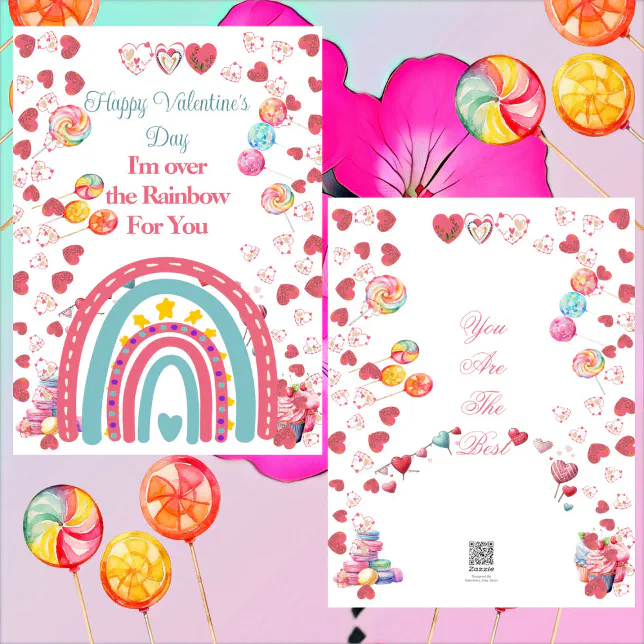 I'm Over The Rainbow Valentine Kids Classroom Cute Holiday Card | Zazzle