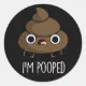 I'm Pooped Funny Poo Pun Dark BG Classic Round Sticker | Zazzle