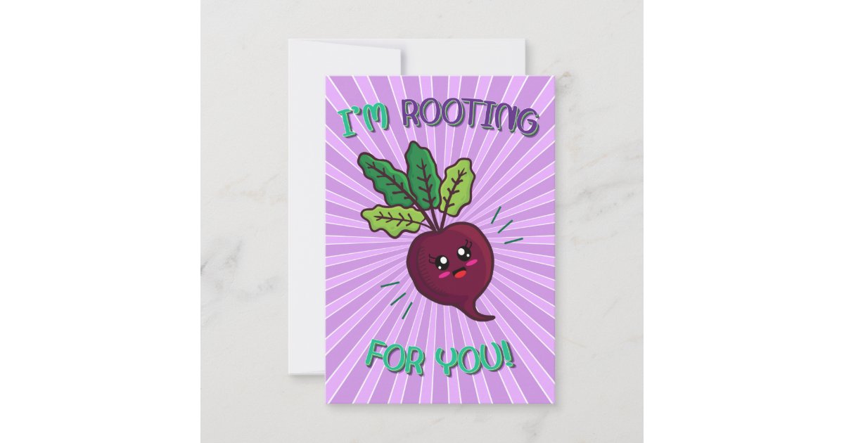 I'm Rooting For You Food Pun Thank You Card | Zazzle
