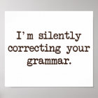 I'm silently correcting your grammar cat poster | Zazzle.com