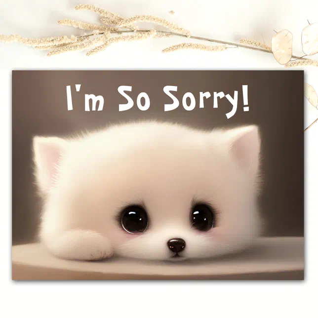 I'm So Sorry Sad Big Eyes Cute Foxy Face Card | Zazzle