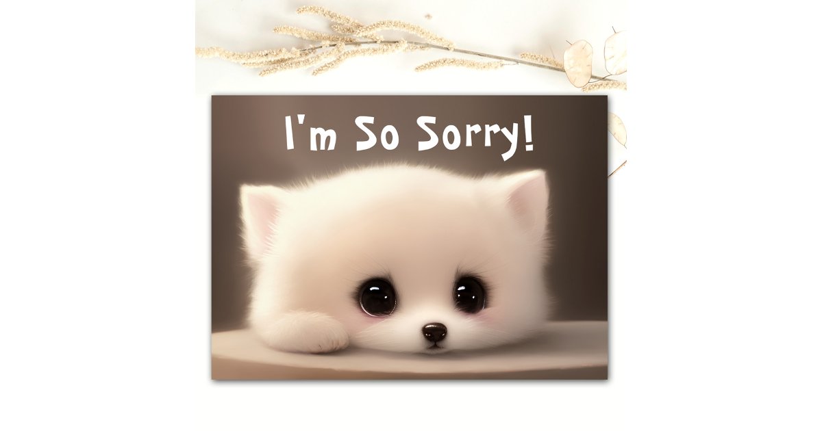 I'm So Sorry Sad Big Eyes Cute Foxy Face Card | Zazzle