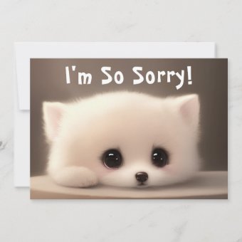 I'm So Sorry Sad Big Eyes Cute Foxy Face Card | Zazzle