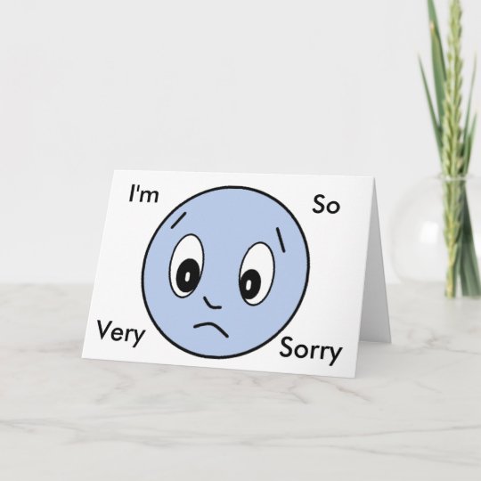 "Im Sorry" Blue Sad Face Card | Zazzle.com
