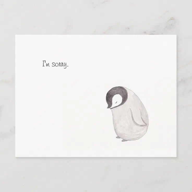 I'm Sorry Cute Penguin Post Card | Zazzle