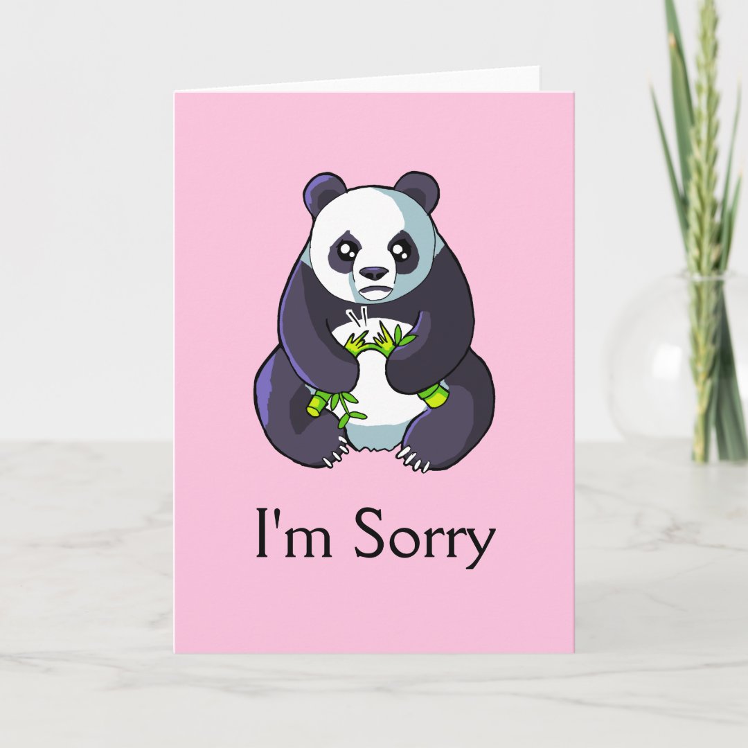 I'm Sorry Cute Sad Panda Drawing Card Template | Zazzle