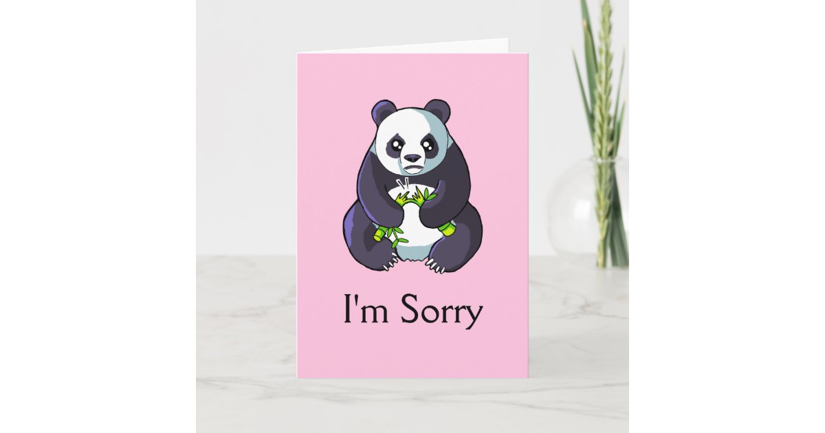 I'm Sorry Cute Sad Panda Drawing Card Template | Zazzle