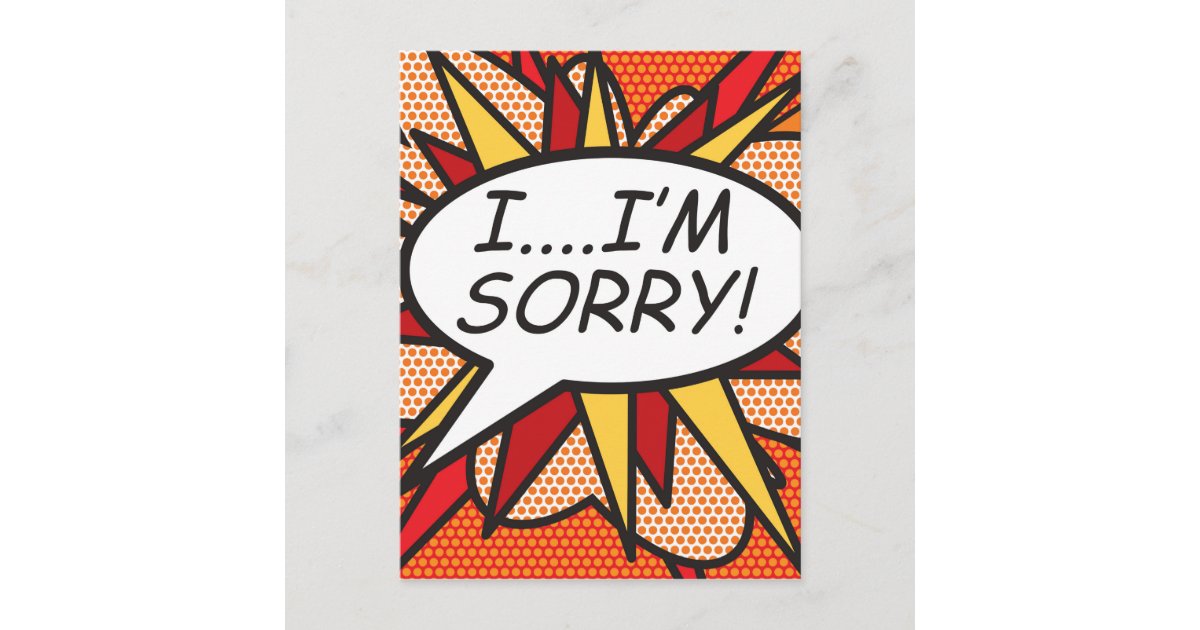 I'M SORRY Fun Retro Comic Book Pop Art Postcard | Zazzle