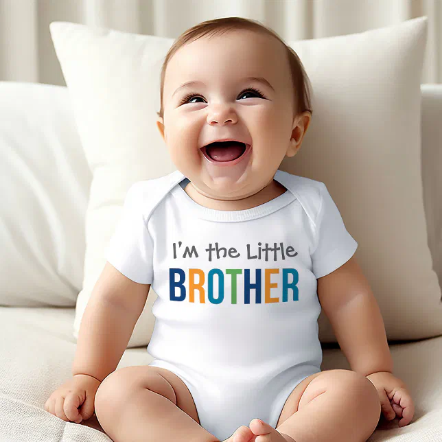 I'm the Little Brother Modern Colorful Boy's Baby Bodysuit | Zazzle