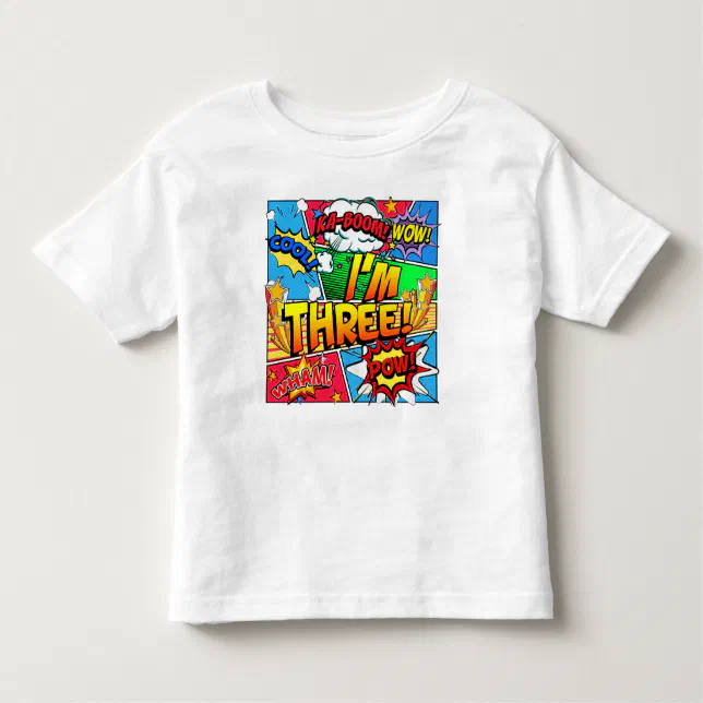 I'm Three Comic Book Toddler T-shirt | Zazzle
