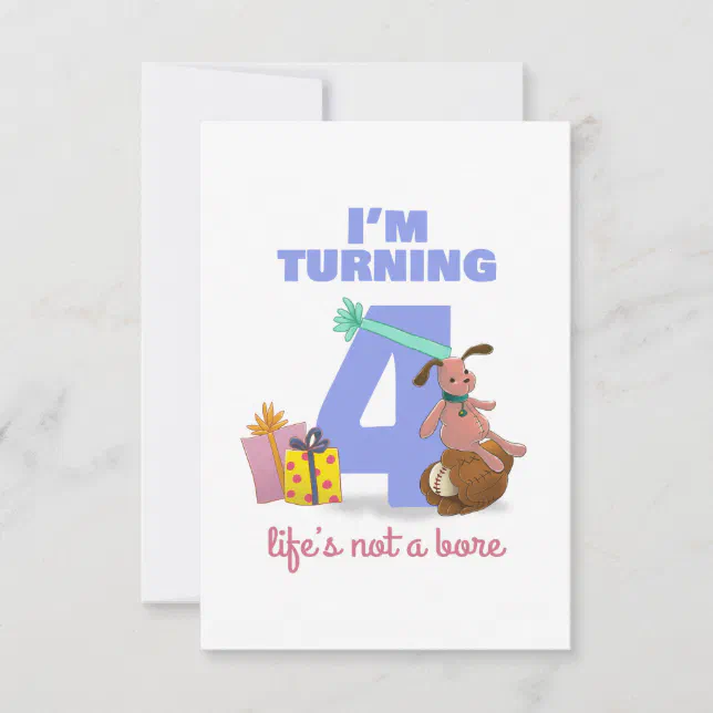 I'm turning 4 Happy Birthday kids card | Zazzle