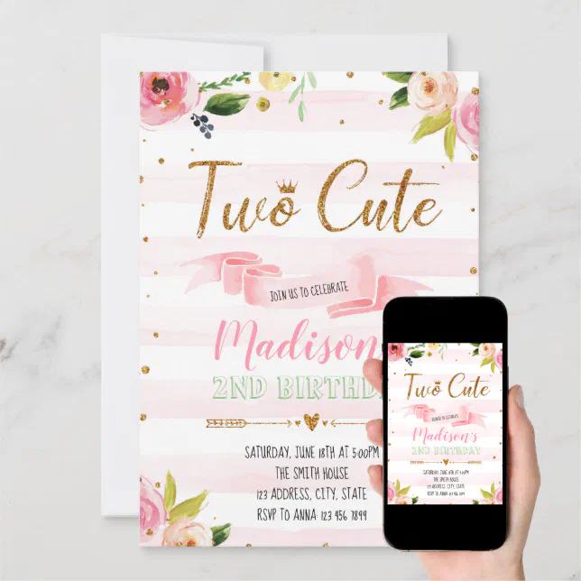 Im two cute party invitation | Zazzle