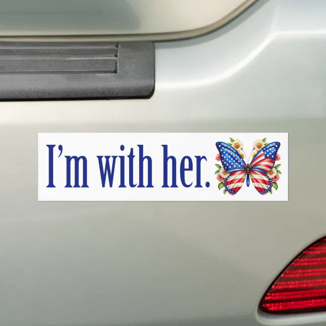 I'm With Her Cute Kamala Harris Butterfly Bumper Sticker | Zazzle
