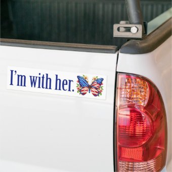 I'm With Her Cute Kamala Harris Butterfly Bumper Sticker | Zazzle