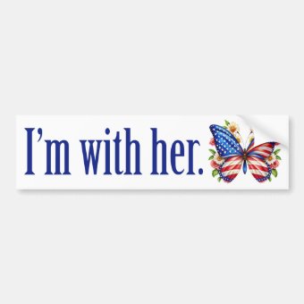 I'm With Her Cute Kamala Harris Butterfly Bumper Sticker | Zazzle
