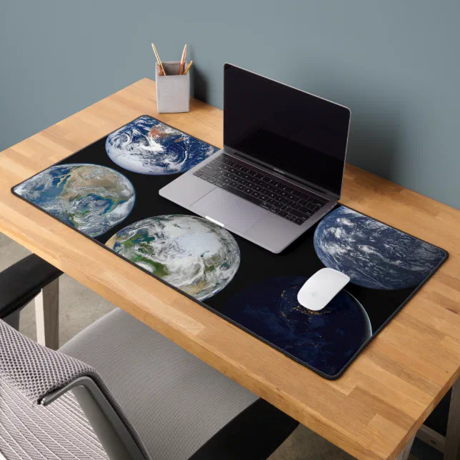 Image Comparison Of Iconic Views Of Planet Earth. Desk Mat | Zazzle