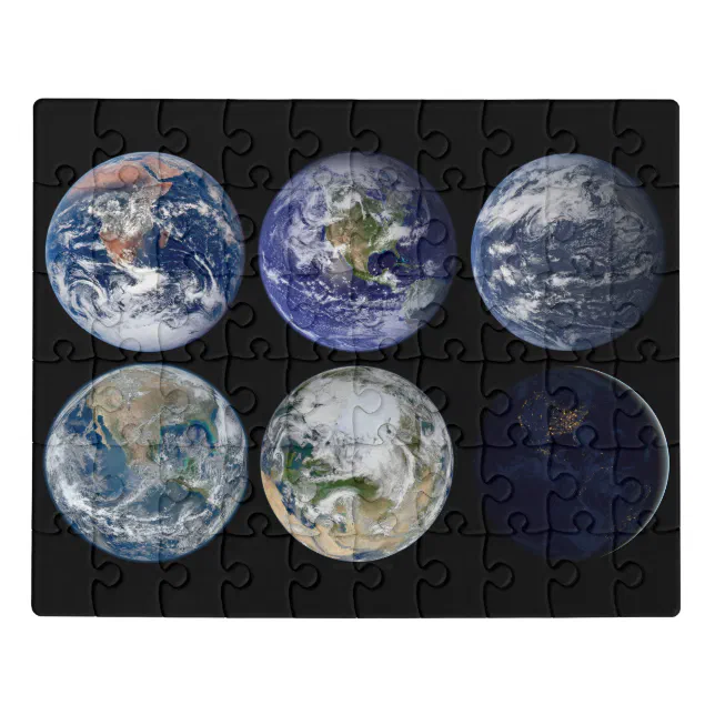 Image Comparison Of Iconic Views Of Planet Earth. Jigsaw Puzzle | Zazzle