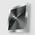 Image of Black & Silver & Metallic Stainless Steel Square Wall Clock ...