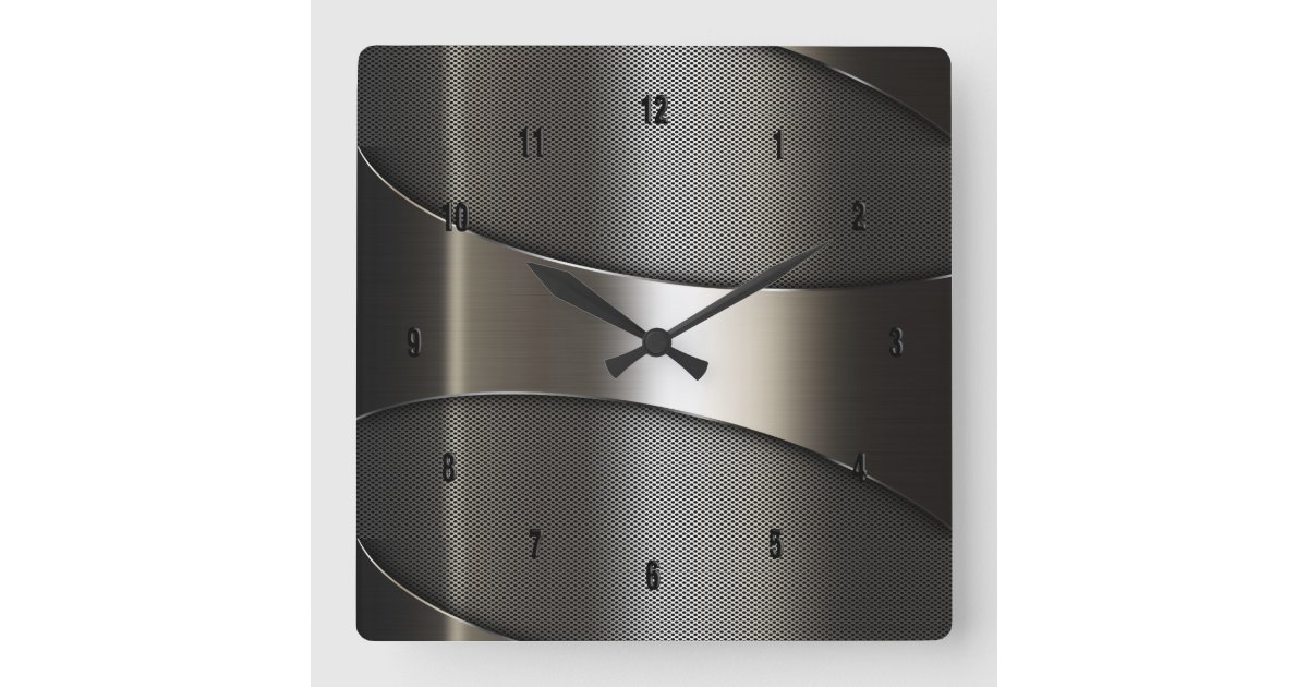 Image of Shiny Metallic Modern Geometric Design Square Wall Clock | Zazzle