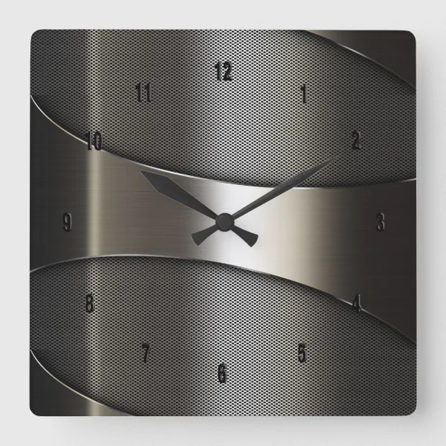 Image of Shiny Metallic Modern Geometric Design Square Wall Clock | Zazzle