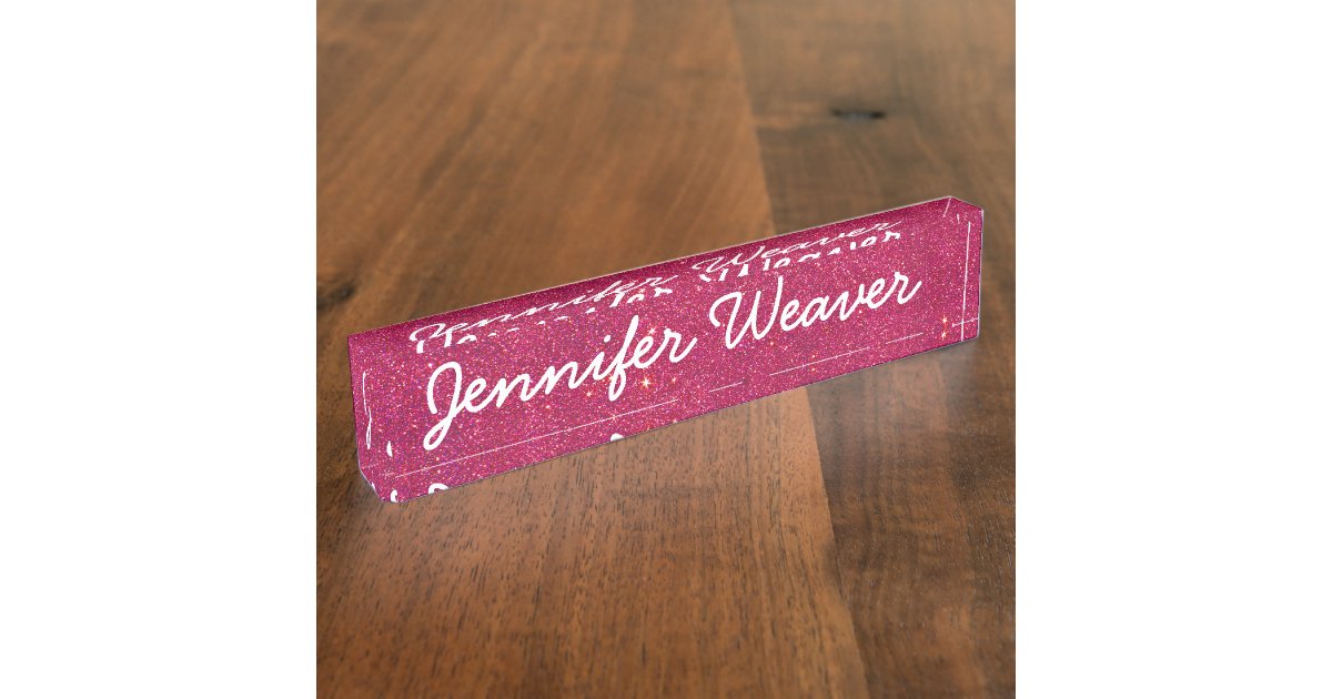 Image of Trendy Pink Glitter Name Plate | Zazzle