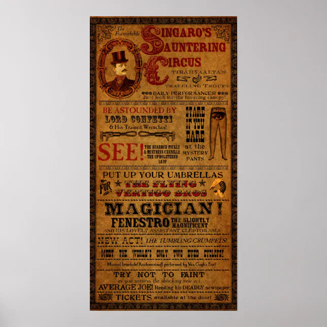 Imaginary Circus Poster from Tirahvaalta 12" x 24" | Zazzle