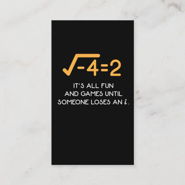 Imaginary number Mathematician Funny Math Nerd Business Card | Zazzle