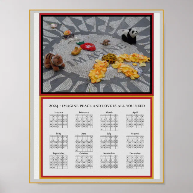 Imagine Peace Photo 2024 Calendar Printable or Poster | Zazzle
