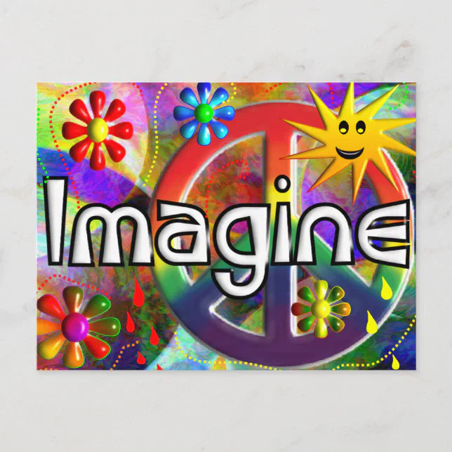 "Imagine" Psychadelic 70's Gifts Postcard | Zazzle