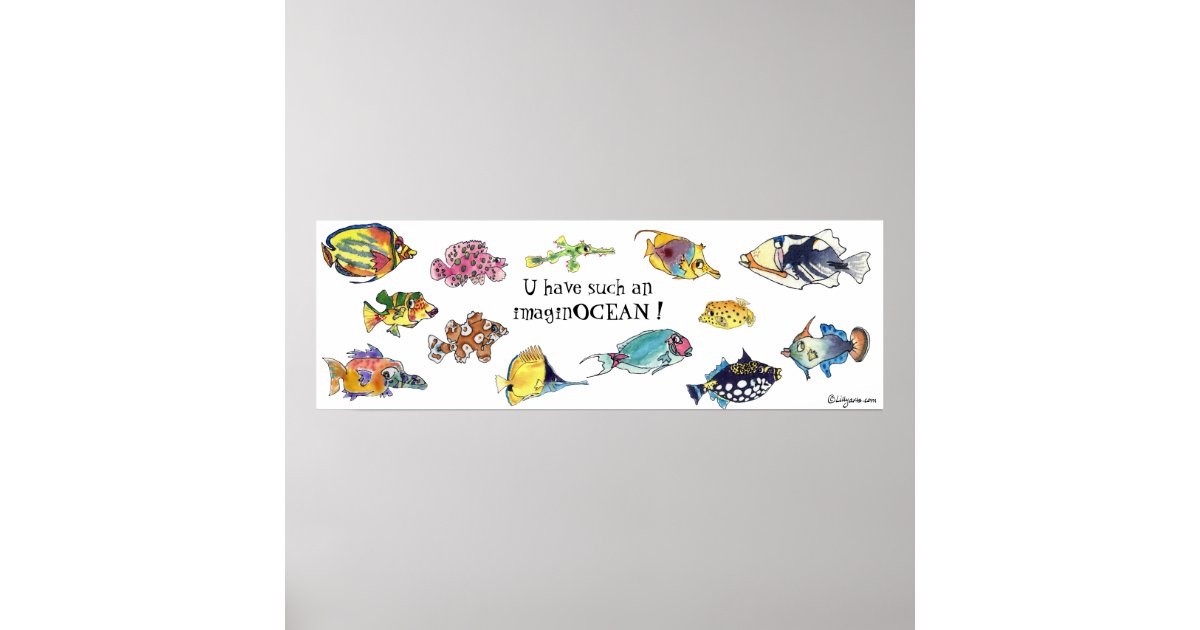 ImaginOCEAN Cartoon Fish Art Poster | Zazzle