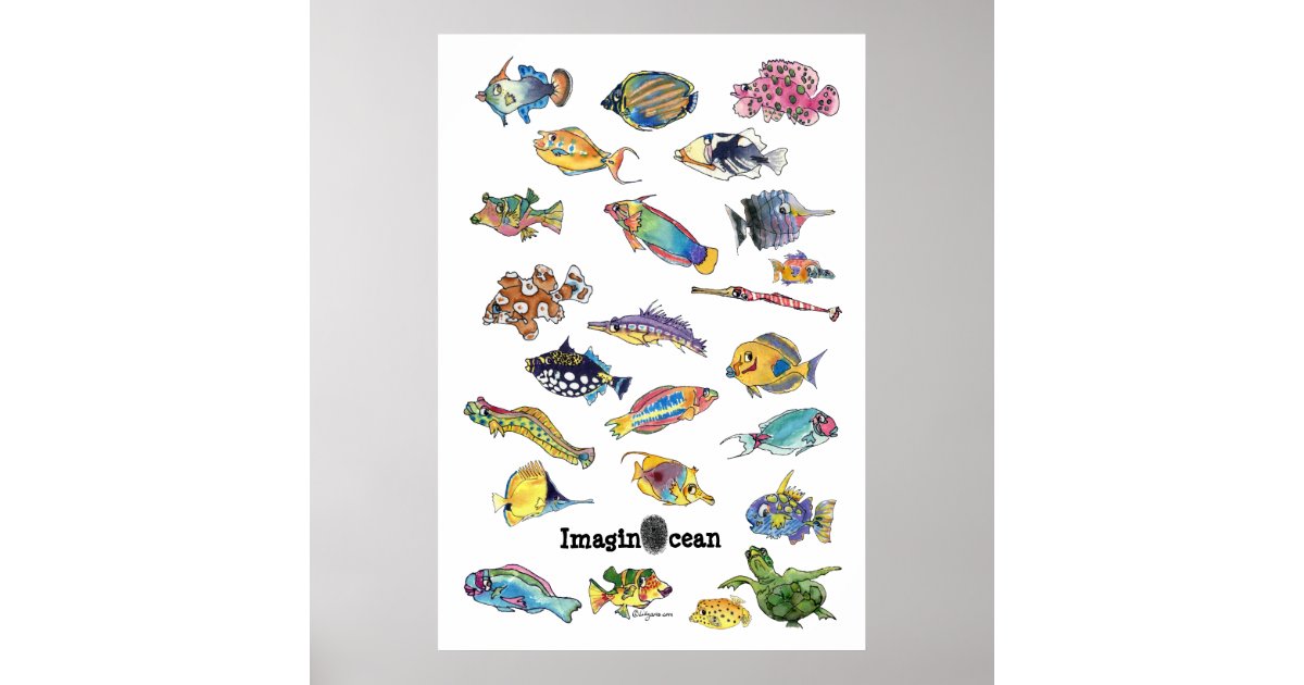 ImaginOcean Cartoon Fish Art Poster | Zazzle