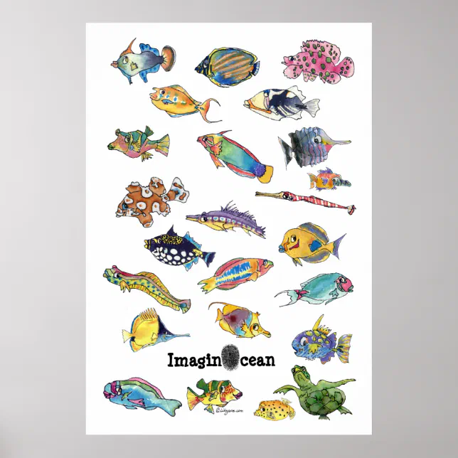 ImaginOcean Cartoon Fish Art Poster | Zazzle