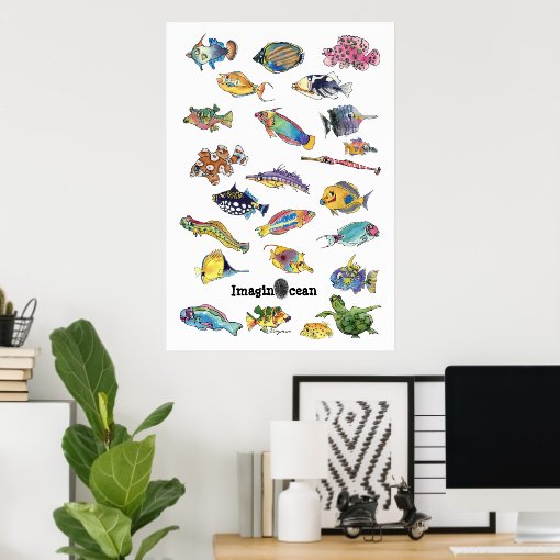 ImaginOcean Cartoon Fish Art Poster | Zazzle