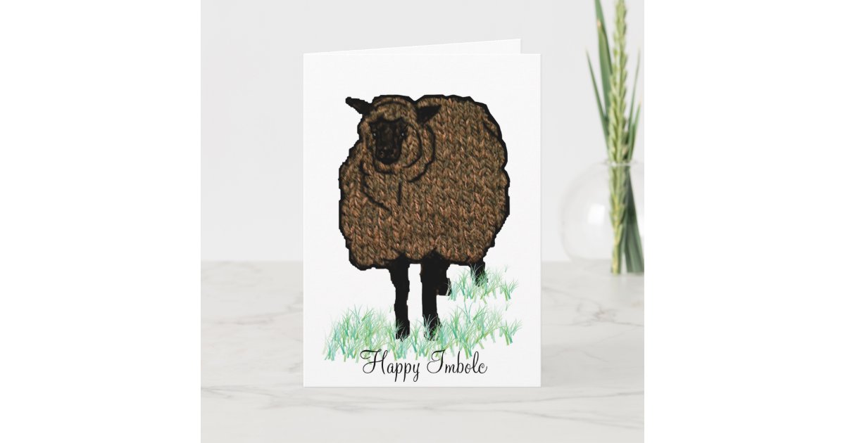 Imbolc Knitted Sheep Card | Zazzle