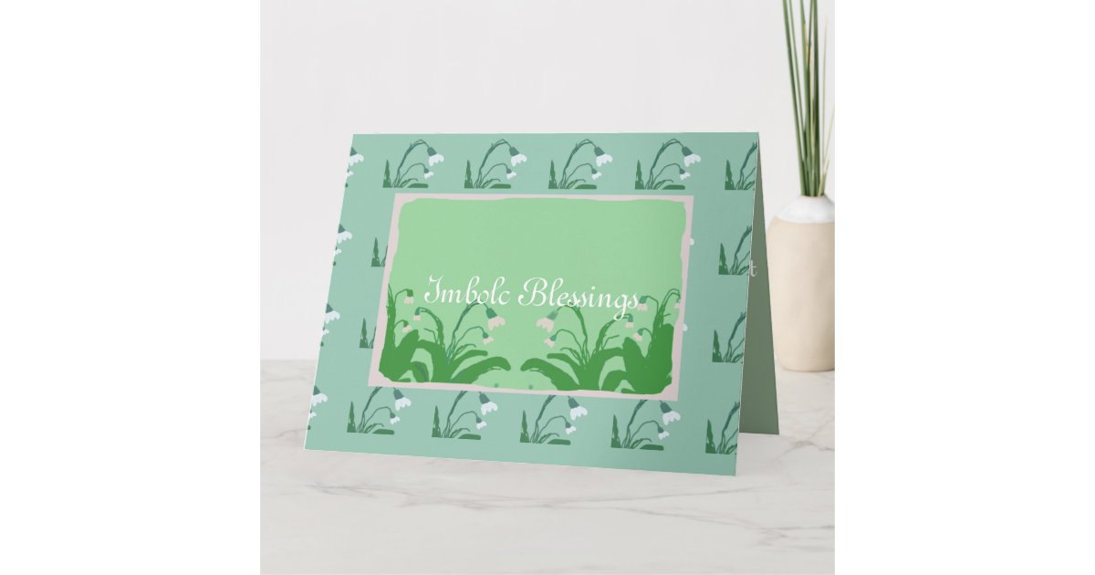 Imbolc Spring Snowdrops in Green Card | Zazzle