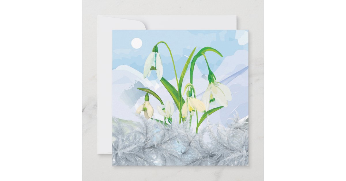 Imbolc Wiccan Winter Snowdrops Greeting Holiday Card | Zazzle