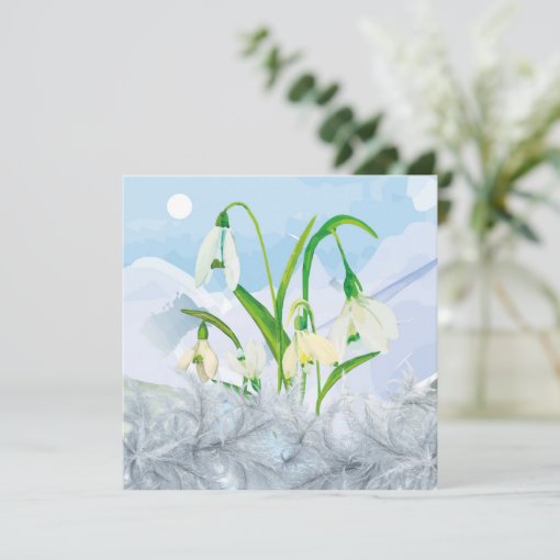 Imbolc Wiccan Winter Snowdrops Greeting Holiday Card | Zazzle