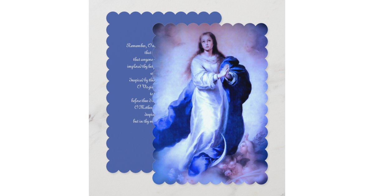Immaculate Conception Blue with Memorare Holiday Card | Zazzle