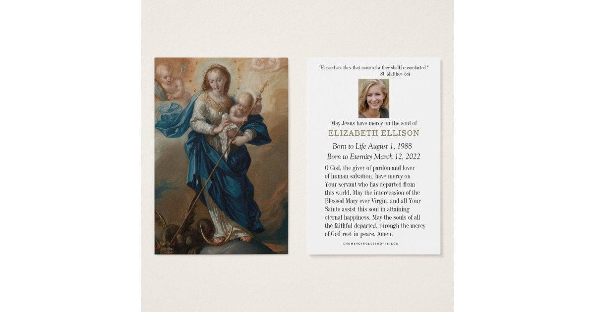 Immaculate Conception Funeral Memorial Prayer Card | Zazzle