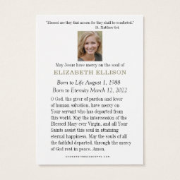 Immaculate Conception Funeral Memorial Prayer Card | Zazzle