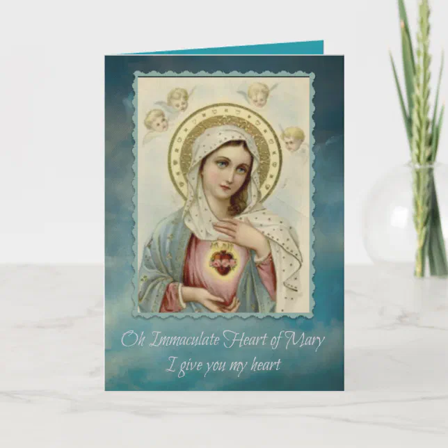 Immaculate Heart of Mary Note Card w/prayer | Zazzle